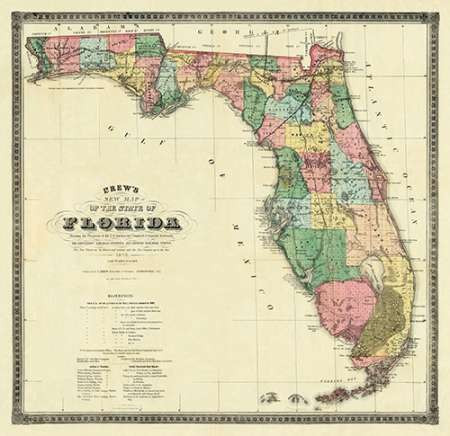 New Map of The State of Florida, 1870 Poster Print by Columbus Drew ...