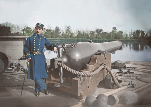 Deck of gunboat USS Hunchback during the American Civil War Poster ...