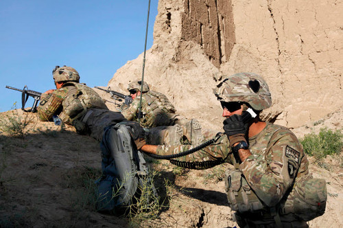 US Army Specialist conducts a radio check in Afghanistan Poster Print ...