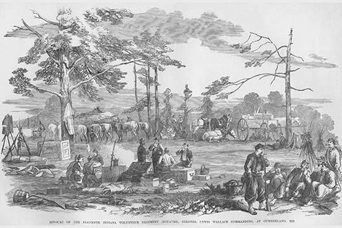 Bivouac , 11th Indiana Volunteers, Zouaves under Colonel Wallace Poster ...