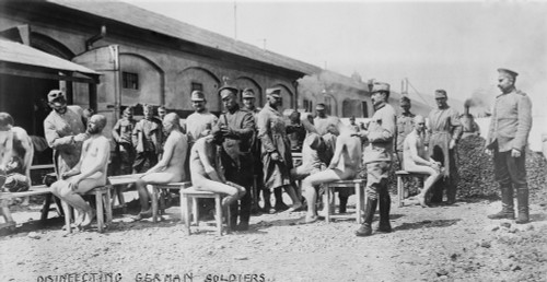 World War 1. Disinfecting German Soldiers. Soldiers In French Uniforms ...