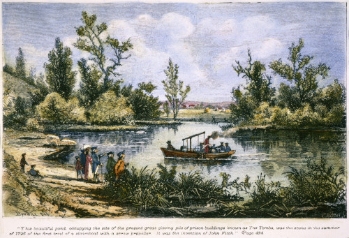 John Fitch Steamboat, 1796. /Nthe First Trial Of A Steamboat With A ...
