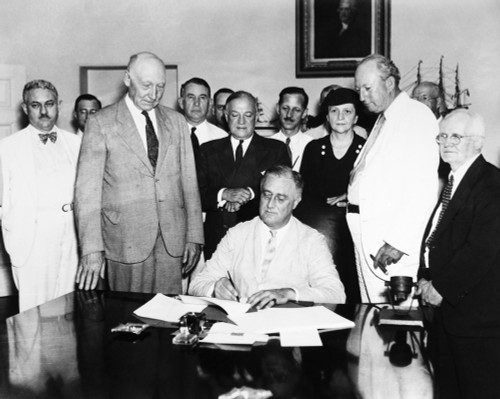 Social Security Act, 1935. /Npresident Franklin D. Roosevelt Signing ...