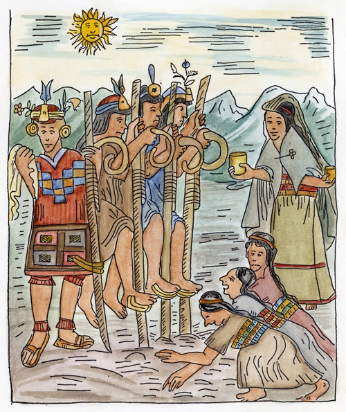 Inca Farmers. /Nincas Using Footplows To Sow A Cornfield. Drawing From ...