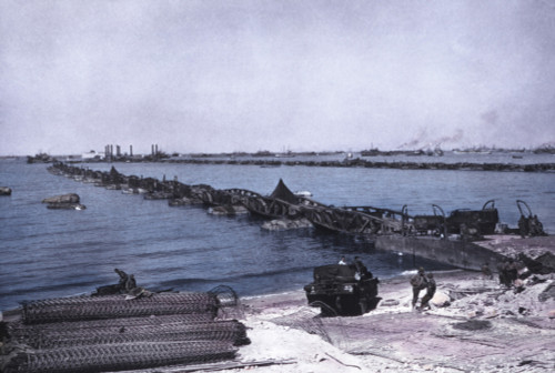 Causeway Of An The Artificial Harbor On Omaha Beach After D-Day ...