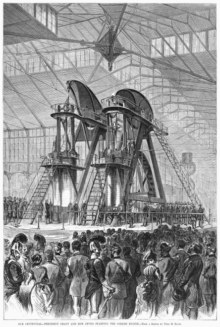 Corliss Steam Engine, 1876. /Npresident Ulysses S. Grant And Emperor ...
