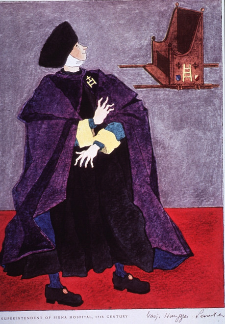 Fifteenth century costume of the superintendent of Siena Hospital ...
