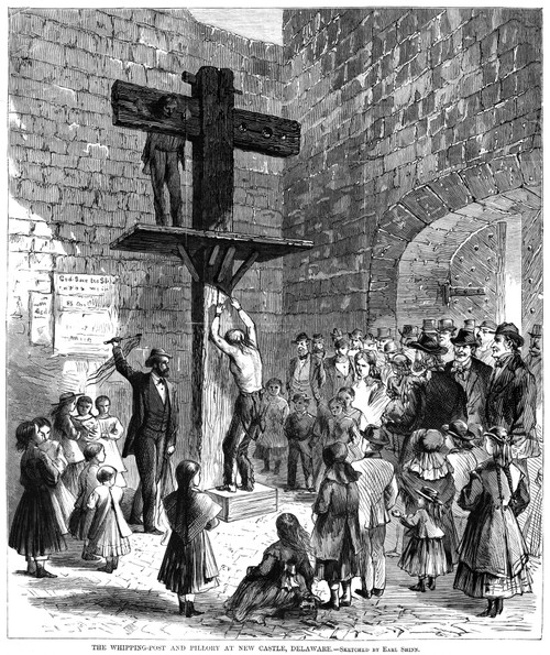 Public Whipping, 1868. /Nthe Public Whipping Post And Pillory At New ...