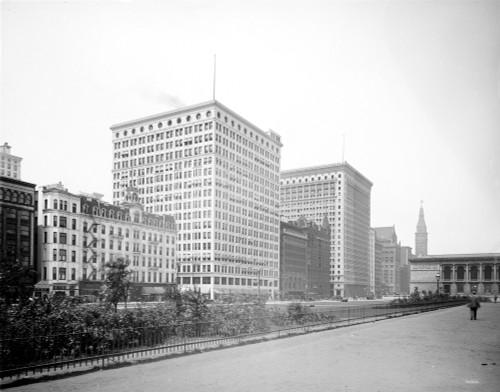 Chicago: Santa Fe Building. /Na View From Grant Park Of Buildings Along ...