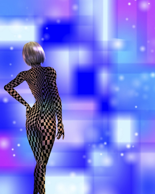 Checkered women on abstract blurred pattern Poster Print by Bruce Rolff ...