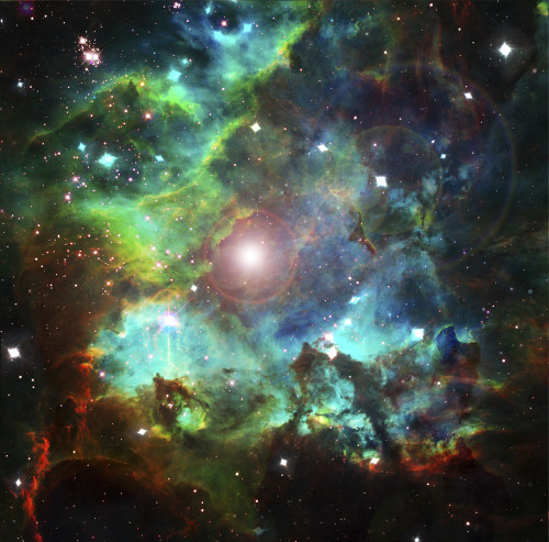 Nebulae, stars, galaxies. Vivid colors. 3D rendering. Poster Print by ...