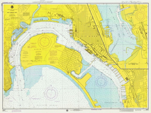 Nautical Chart - San Diego Bay ca. 1974 Poster Print by NOAA Historical ...