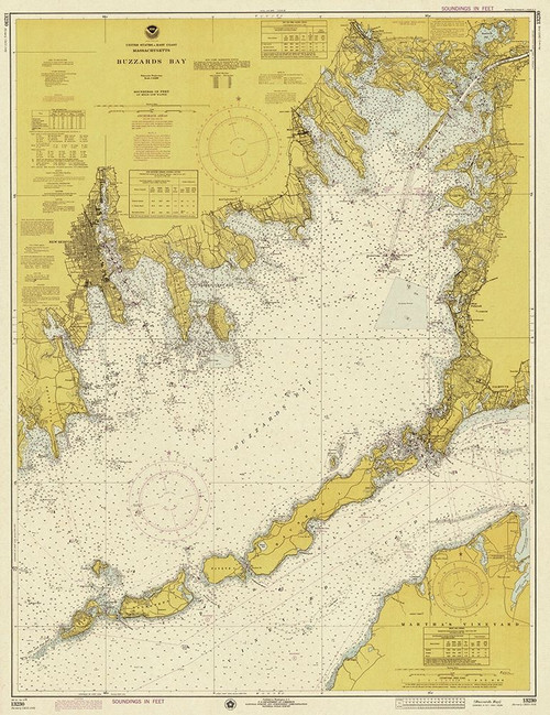 Nautical Chart - Buzzards Bay ca. 1974 - Sepia Tinted Poster Print by ...