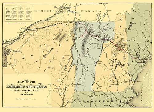 Portland and Ogdensburg Railroad - Hatch 1850 Poster Print by Hatch ...