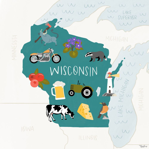 Wisconsin_Icons Poster Print by Gigi Louise # KBSQ115V - Posterazzi