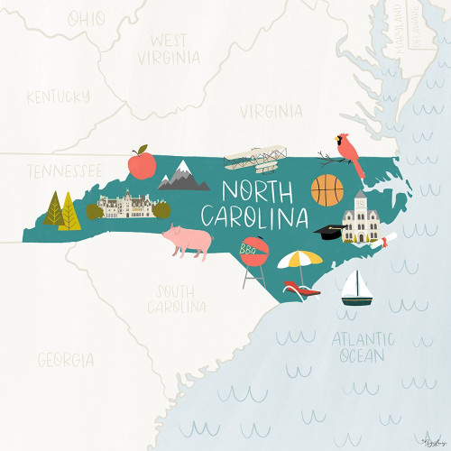 North Carolina Icons Poster Print by Gigi Louise # KBSQ115T - Posterazzi
