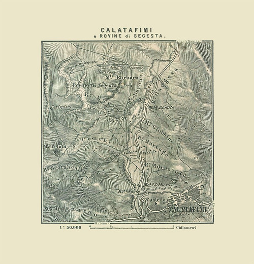 Calatafimi Ruins Segesta Italy - Baedeker 1880 Poster Print by Baedeker ...