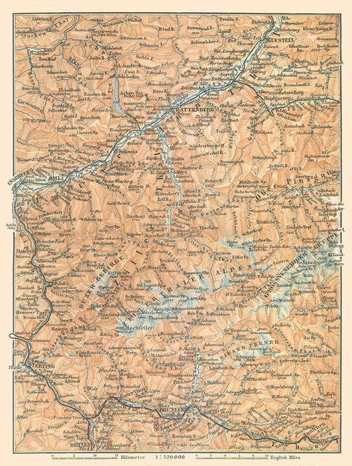 Europe Mountains Austria Italy - Baedeker 1896 Poster Print by Baedeker ...
