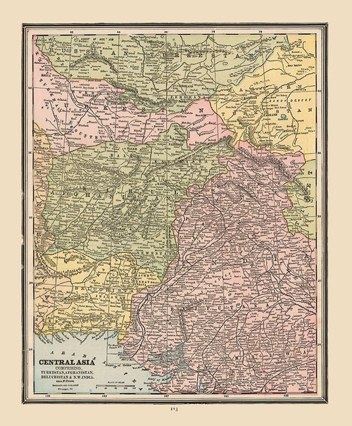 Central Asia - Cram 1888 Poster Print by Cram Cram # ITAS0033 - Posterazzi