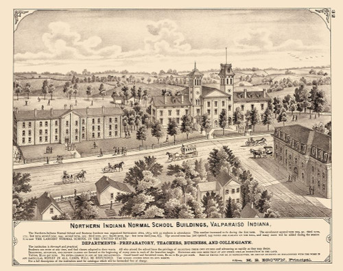 Normal School Buildings Valparaiso Indiana Poster Print by Baskin ...