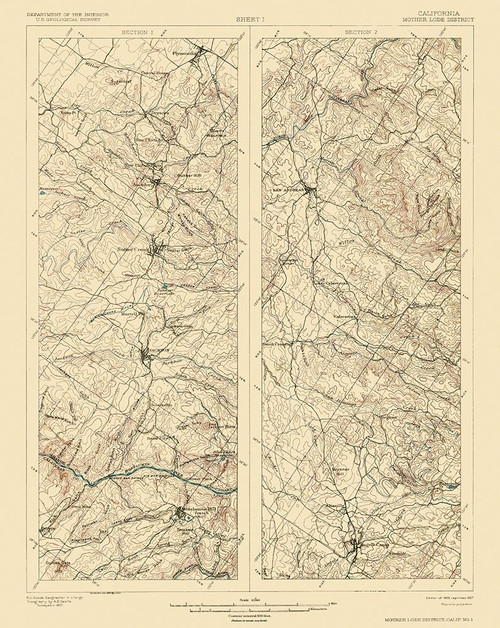 Mother Lode District California 2 of 2 Sheet Poster Print by USGS USGS ...