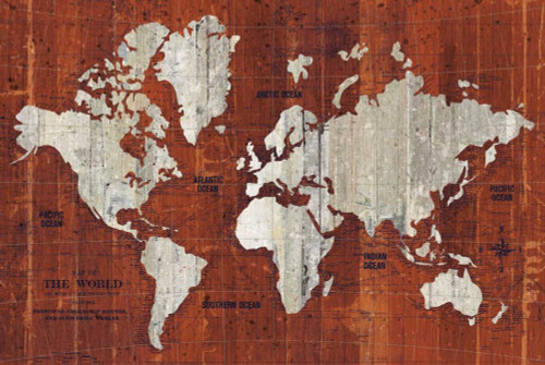 Old World Map Rust by Wild Apple Portfolio (24 x 18) - Posterazzi