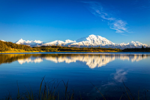Reflection of Mount Denali (McKinley) on the calm Denali Reflection ...