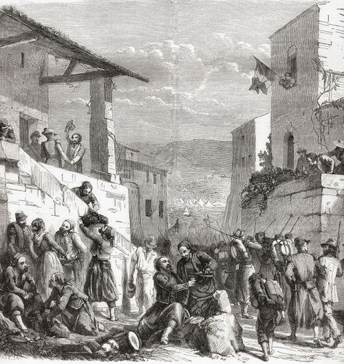 A detachment of the Piedmontese-French army arrive in Corsico, near ...
