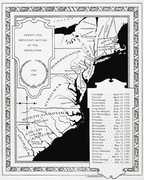 25 Important Battles of the Revolution. Map published 1897 of major ...