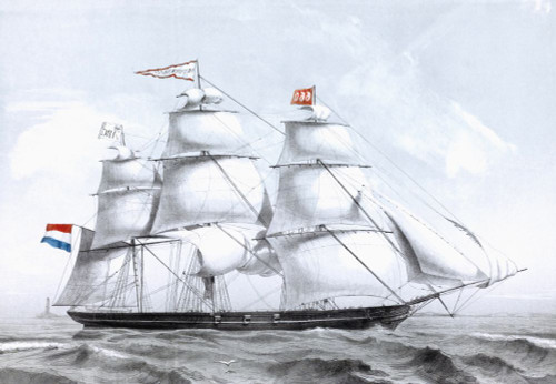 The Dutch clipper Metalen Kruis under full sail. After a work by ...