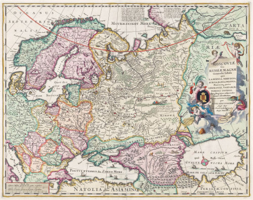 17th century map of Russia and surrounding countries by Dutch artist ...