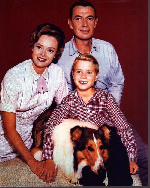 Lassie Cast Red Background Photo Print (8 x 10) - Posterazzi