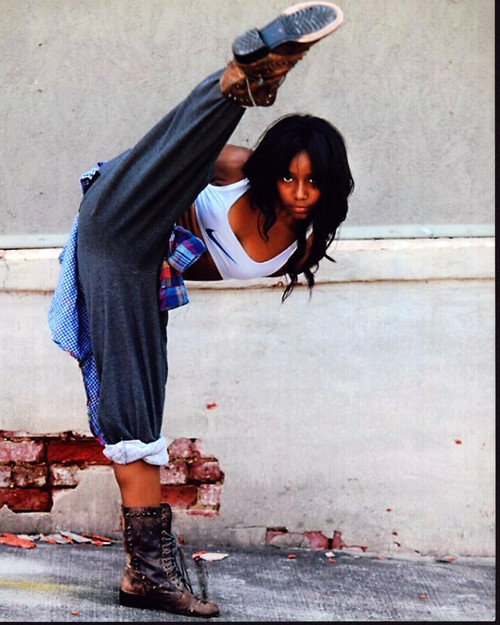 Jahnee Wallace Kicking In Sweatpants And Boots Photo Print (8 x 10 ...