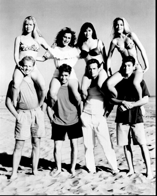 Beverly Hills, 90210 Cast On Beach With Girls On Boys Shoulders Black ...