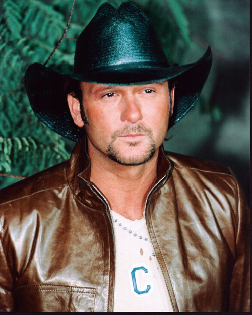Tim Mcgraw In Brown Leather Jacket And Black Cowboy Hat Photo Print (8 ...