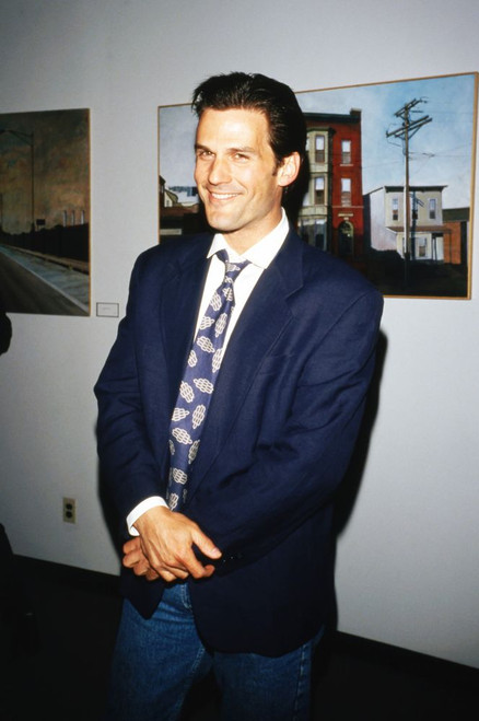 Actor D.W. Moffett smiling, wearing a blue jacket, tie and jeans, at ...