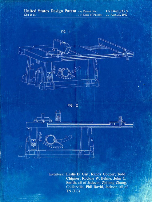 PP999-Faded Blueprint Porter Cable Table Saw Patent Poster Poster Print ...