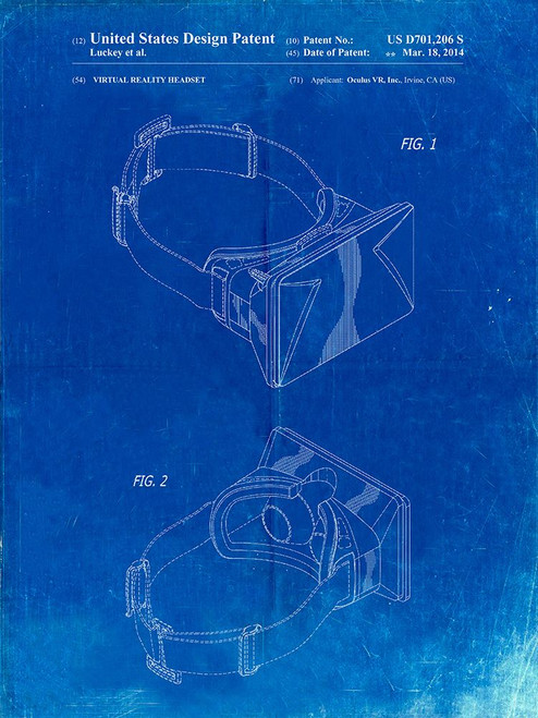 PP279-Faded Blueprint Oculus Rift Patent Poster Poster Print - Cole ...