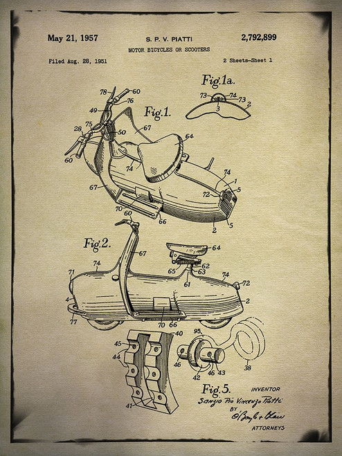 Scooter Patent 3 Buff Poster Print - ArtLab GI - Posterazzi