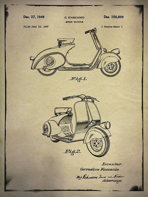 Scooter Patent 1 Buff Poster Print - ArtLab GI - Posterazzi