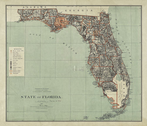 State of Florida Map 1882 Poster Print - GST - Posterazzi