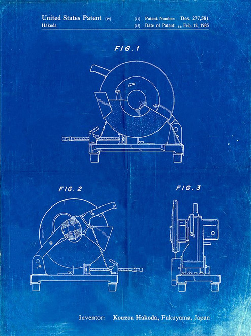 PP762-Faded Blueprint Chop Saw Patent Poster Poster Print - Cole ...