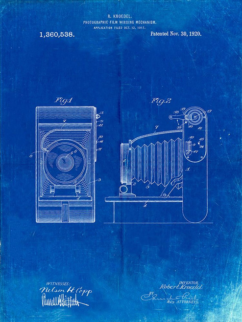 PP761-Faded Blueprint Camera Film Winding Patent Print Poster Print ...