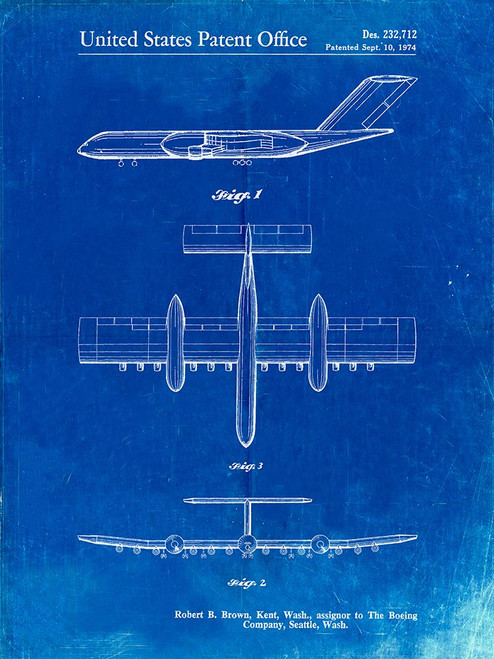 PP749-Faded Blueprint Boeing RC-1 Airplane Concept Patent Poster Poster ...