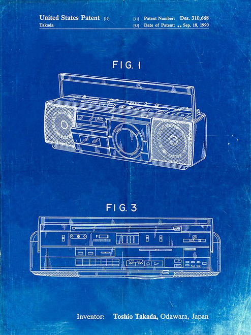 PP752-Faded Blueprint Boom Box Patent Poster Poster Print - Cole ...