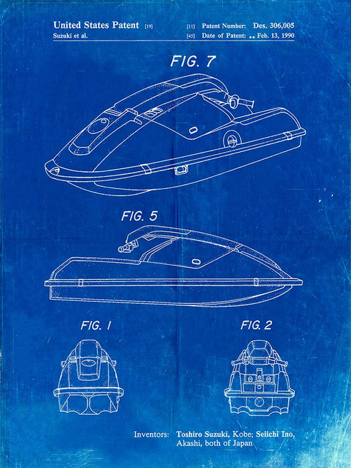 PP1077-Faded Blueprint Suzuki Wave Runner Patent Poster Poster Print ...