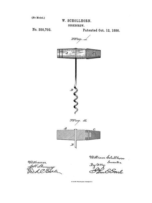 Corkscrew Patent 6 Poster Print - GST - Posterazzi