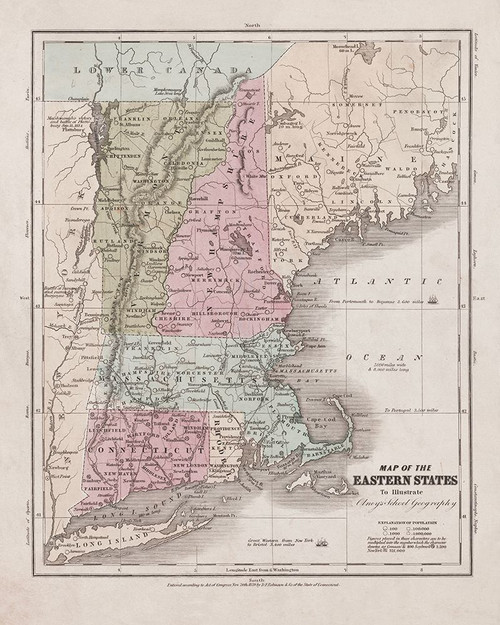 Olneys Map of Eastern States Poster Print - GST - Posterazzi