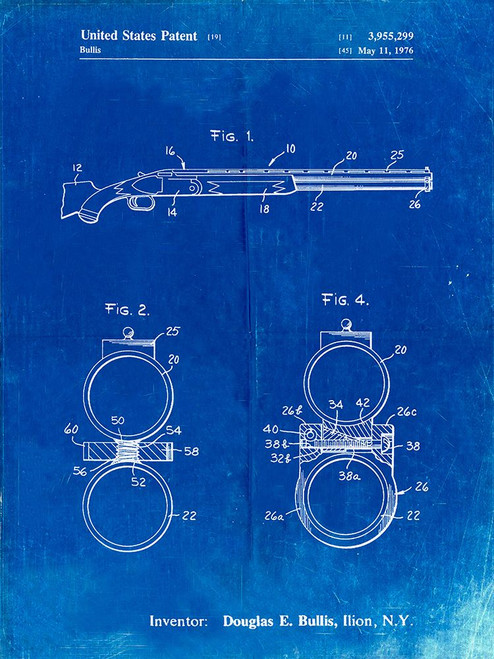 PP1012-Faded Blueprint Remington Shotgun Patent Print Poster Print ...