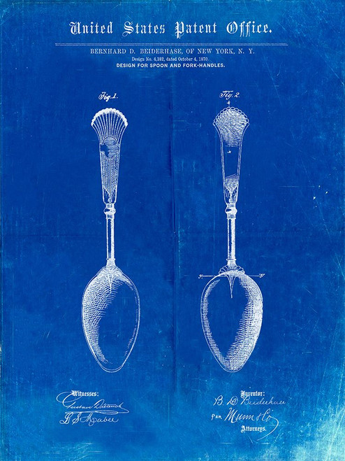 PP977-Faded Blueprint Osiris Sterling Flatware Spoon Patent Poster ...